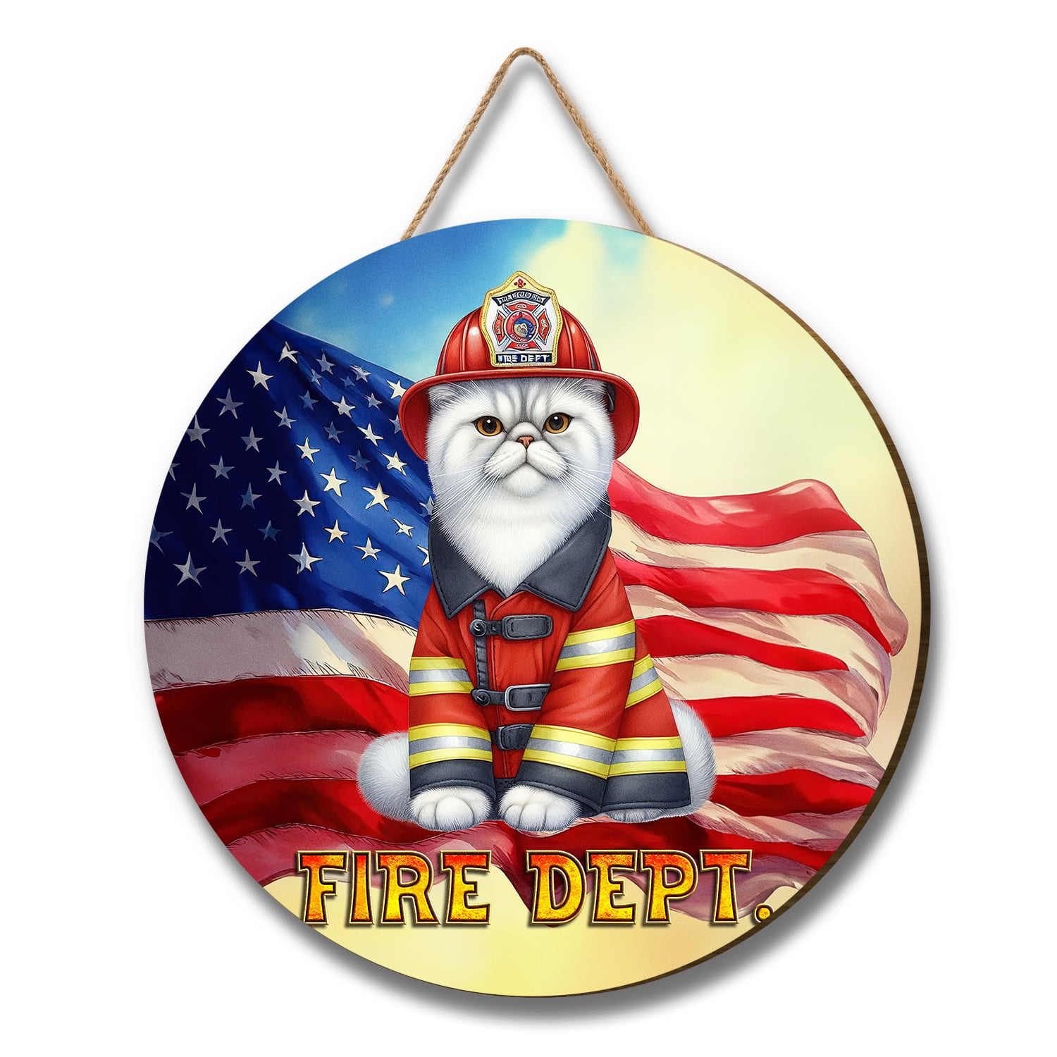 Firefighter Exotic Shorthair Hero Rescue Fire Dept Fireman USA Flag ...