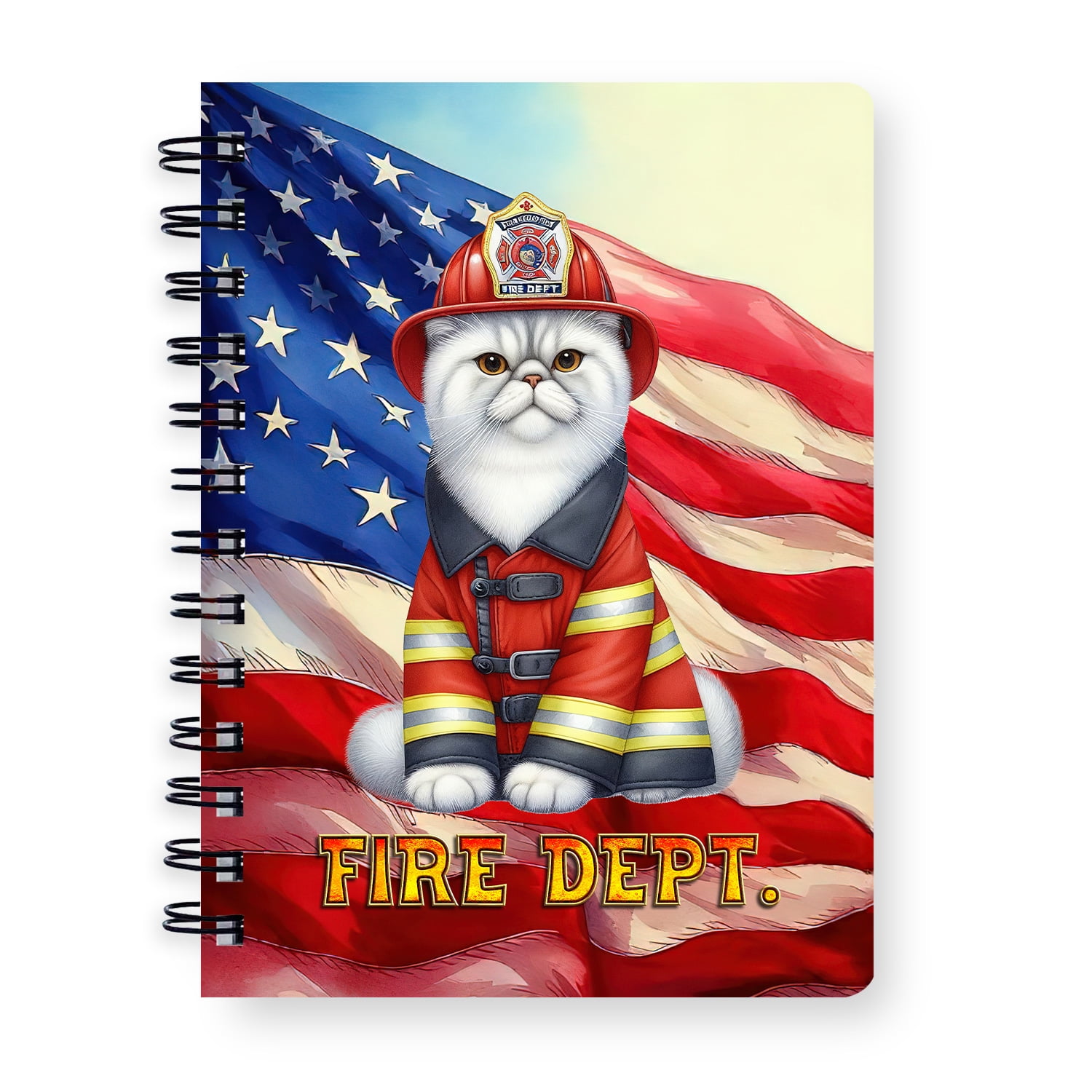 Firefighter Exotic Shorthair Hero Rescue Fire Dept Fireman USA Flag ...