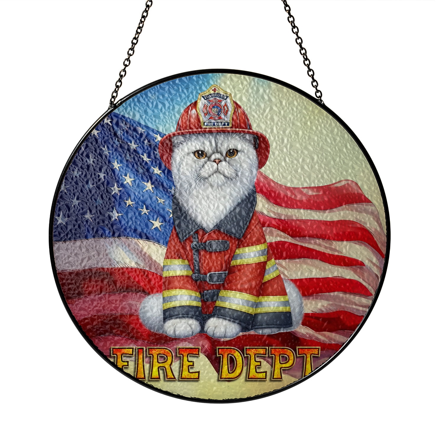 Firefighter Exotic Shorthair Hero Rescue Fire Dept Fireman USA Flag ...