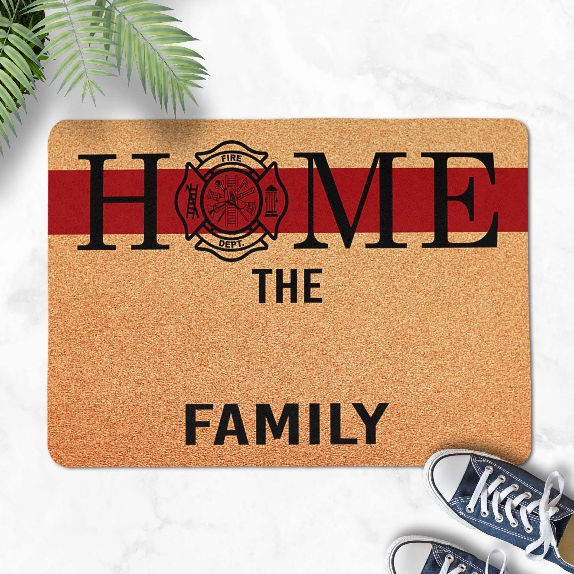 Firefighter Family Doormat – Welcome Mat for Front Door with Fire ...