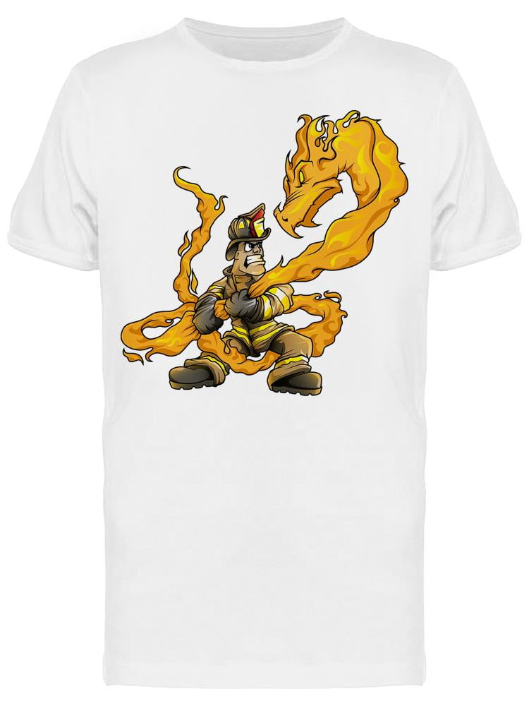 Firefighter Fight Fire Dragon T-Shirt Men -Image by Shutterstock, Male ...