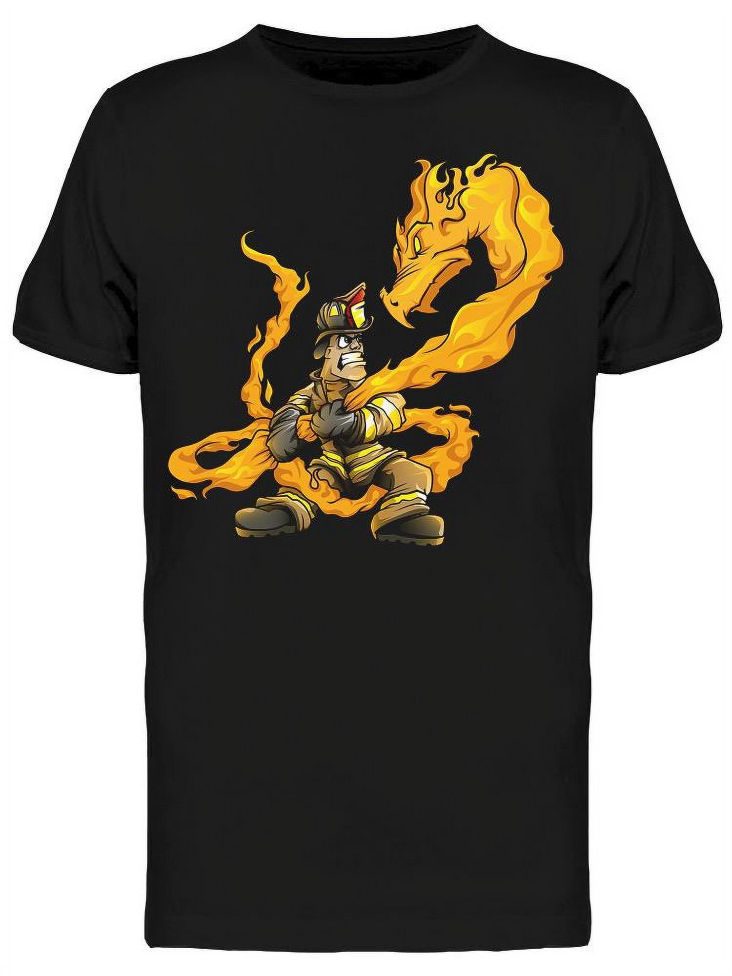 Firefighter Fight Fire Dragon T-Shirt Men -Image by Shutterstock, Male ...