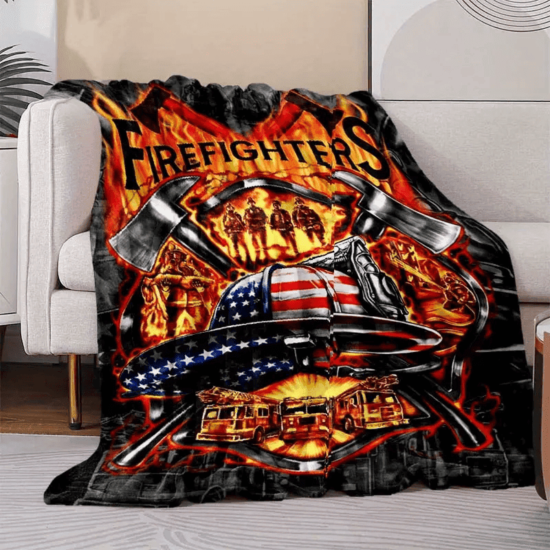 Firefighter in Fire Blanket with Thin Red Line Design, Custom Fleece ...