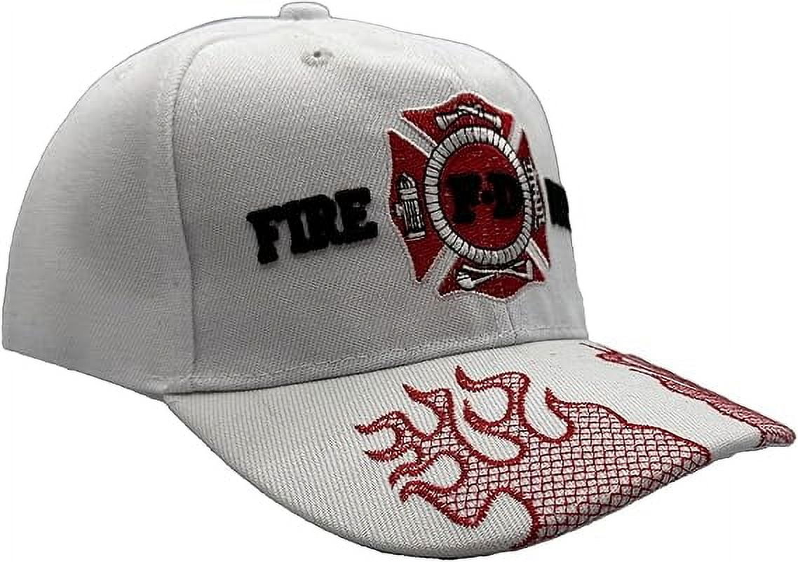 Firefighter Fire Department Baseball Cap w/ Embroidered Flames ...