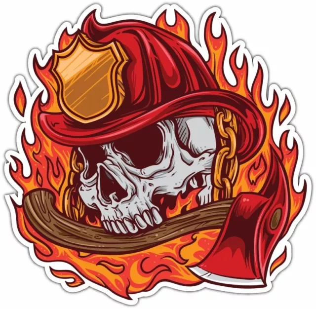 Firefighter Fire Department Skull Axe Flame Car Window Stickerphone ...
