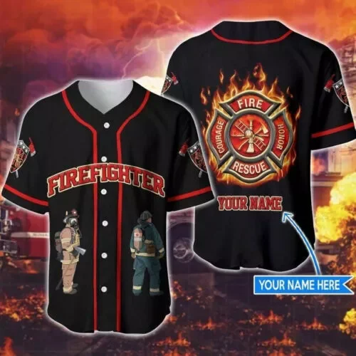 Firefighter Fire Personalized 3D Baseball Jersey Shirt Best price Us ...