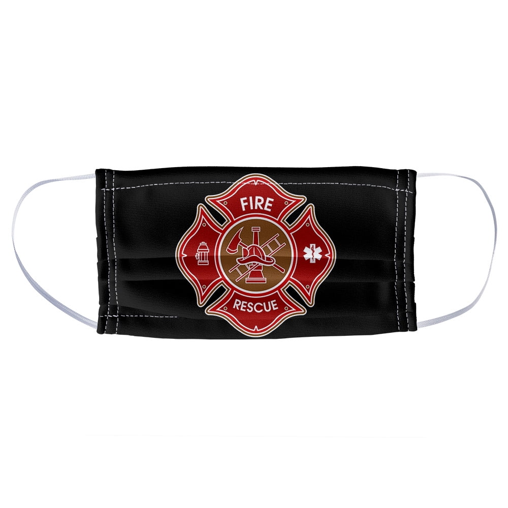 Firefighter Fire Rescue Maltese Cross 1-Ply Reusable Face Mask Covering ...