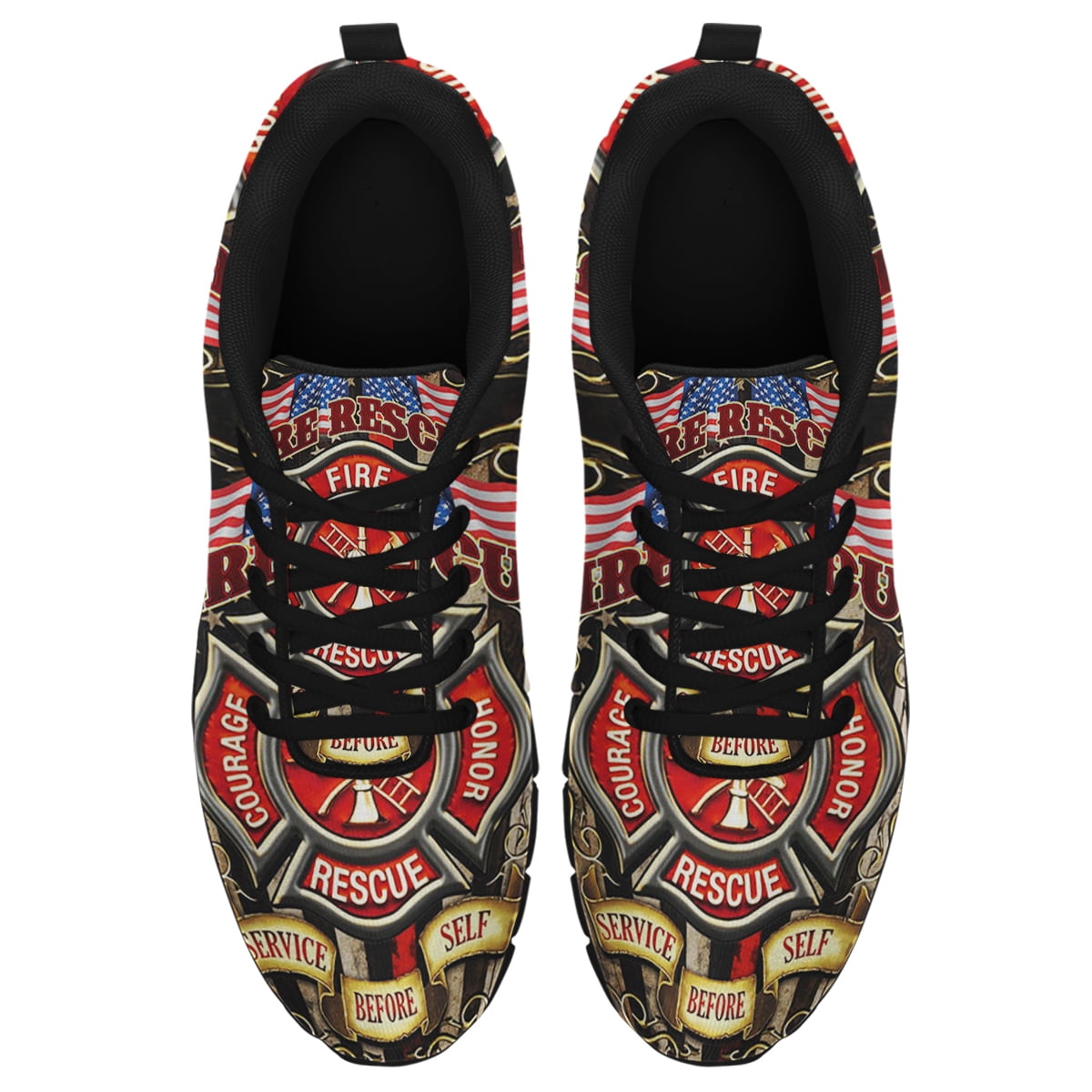Firefighter Fire Rescue Running Shoes Sneakers Mesh Black Size 12 ...