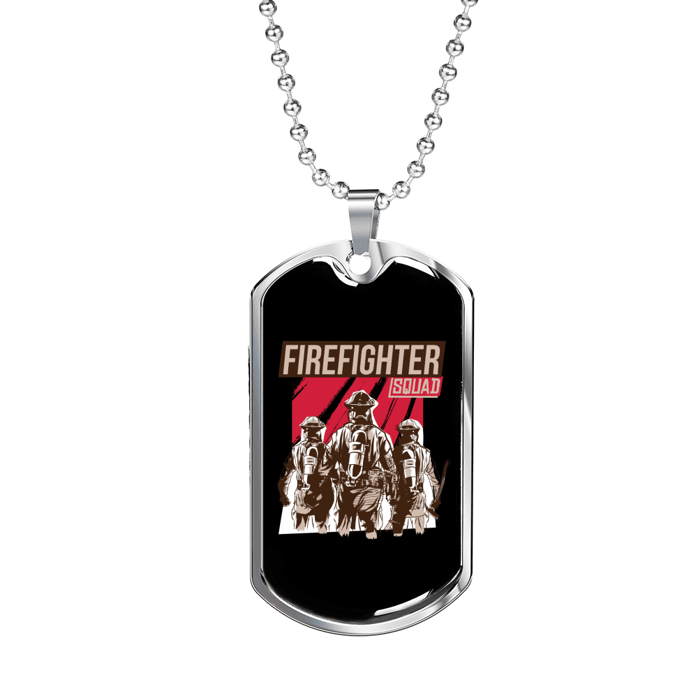 Firefighter Fire Squad Necklace Stainless Steel or 18k Gold Dog Tag 24 ...