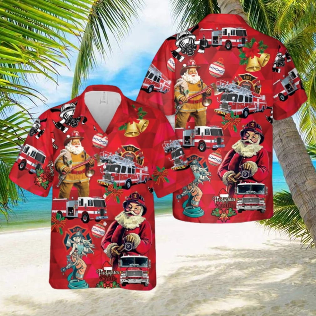 Firefighter Fire Truck Christmas Hawaiian Shirt - Walmart.com