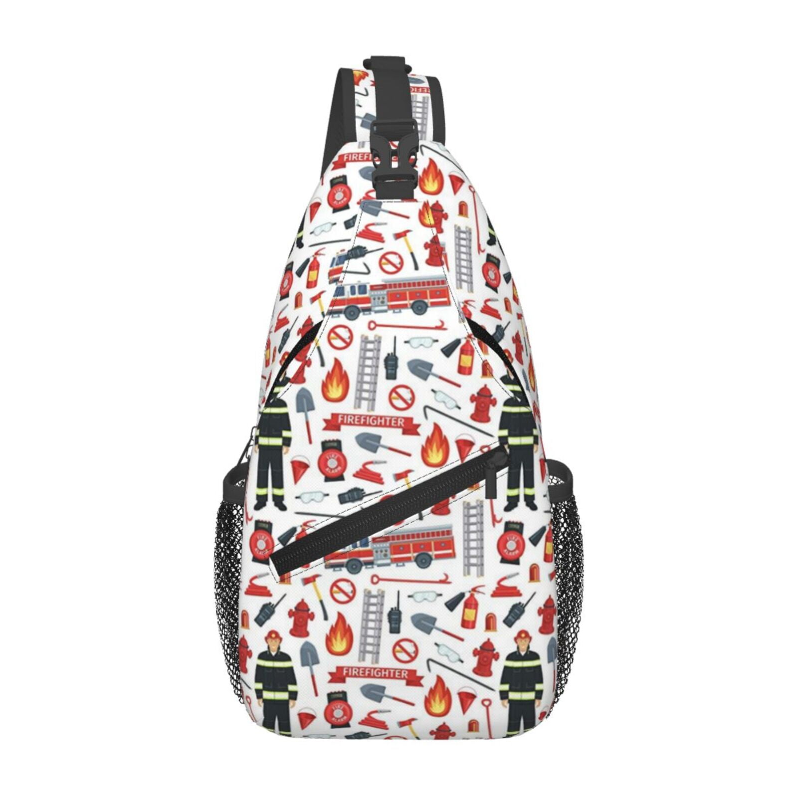Firefighter Fire Truck Fireman Pattern Sling Bag Crossbody Chest ...