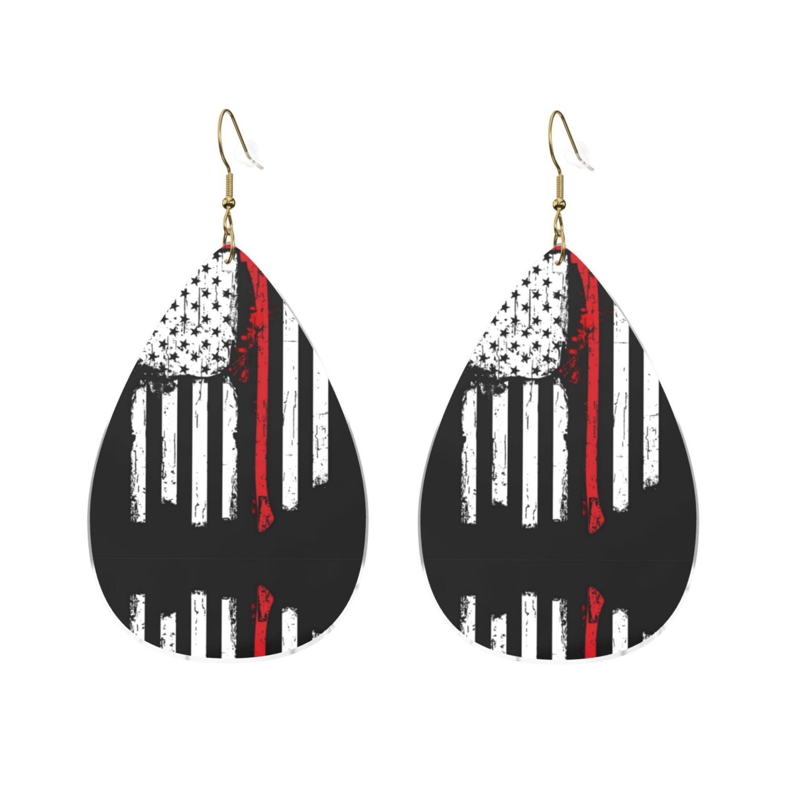 Firefighter Firefighting Flag Acrylic Teardrop Ear Rings For Women ...