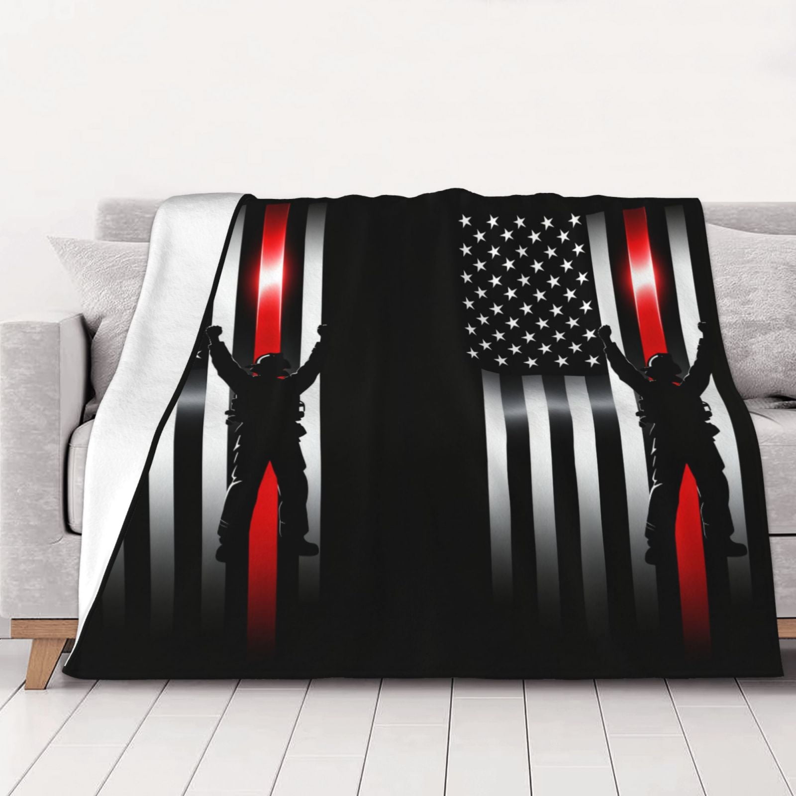 Firefighter Firefighting Flag Us Throw Blanket Warm Camping Outdoor ...