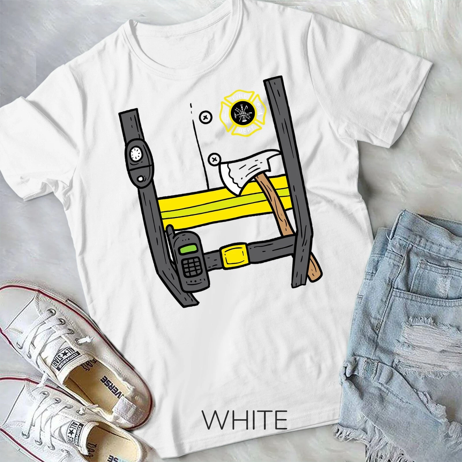 Firefighter Fireman Easy Lazy DIY Halloween Costume Boys Unisex T-shirt ...