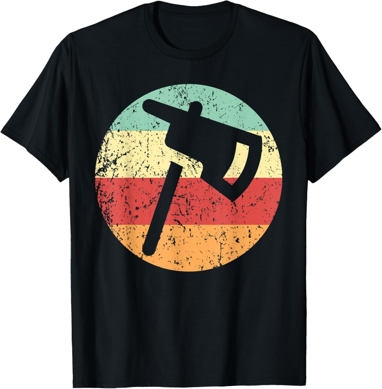 Firefighter Fireman Fire Axe Cool Retro 1970's Style Circle T-Shirt ...
