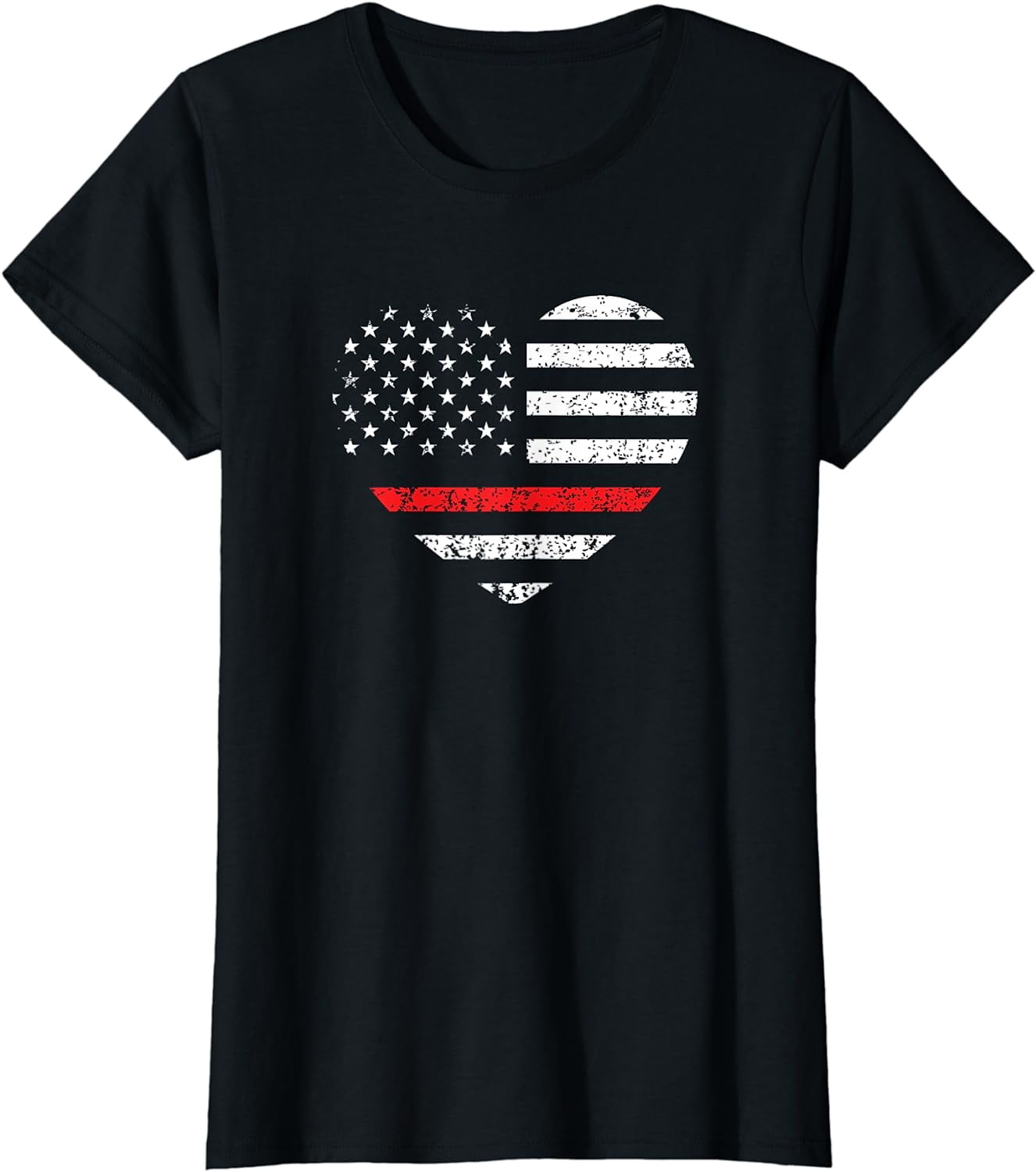 Firefighter Fireman Support - Thin Red Line Heart T-Shirt - Walmart.com