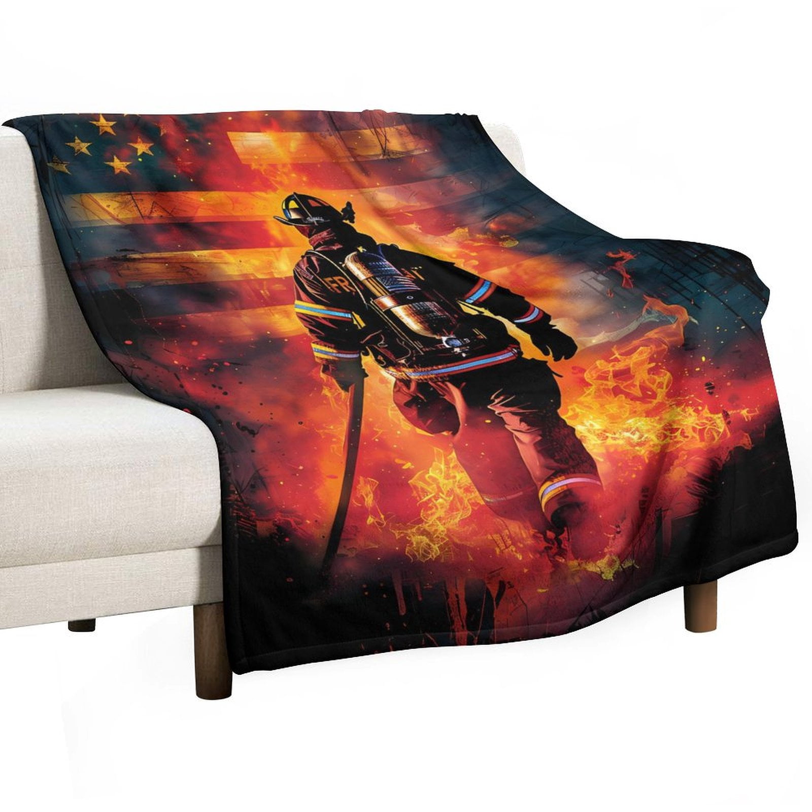 Firefighter Fireman US Flag Super Soft Blanket Flannel Throw Blanket ...