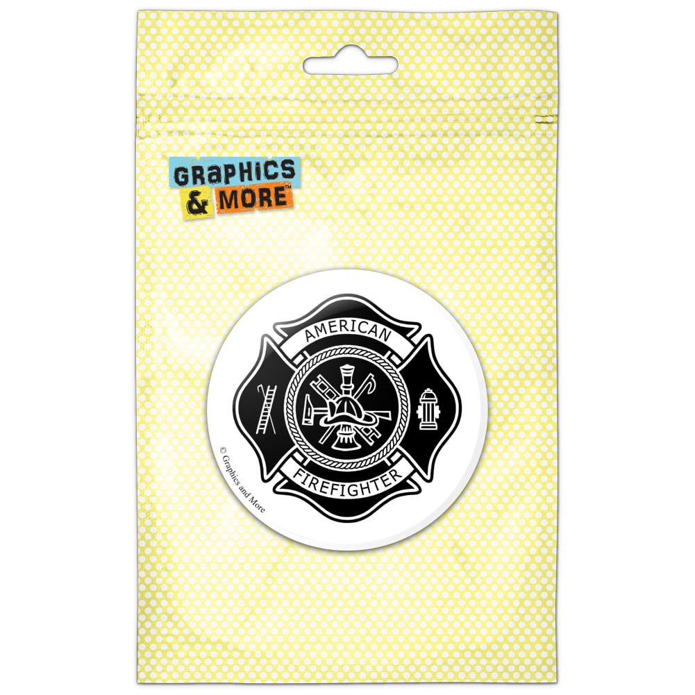 Firefighter Firemen Maltese Cross American Black Refrigerator Button ...