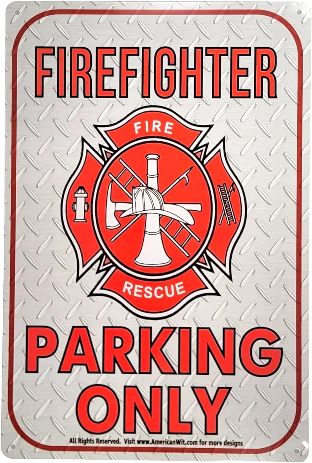 Firefighter Firemen Parking Only Metal Sign - Novelty 12 x 8 Inches For ...