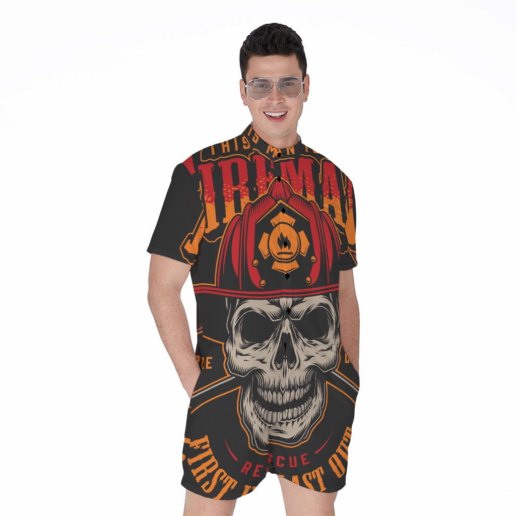 Firefighter First In Last Out Short Sleeve Men'S Rompers, Fireman ...