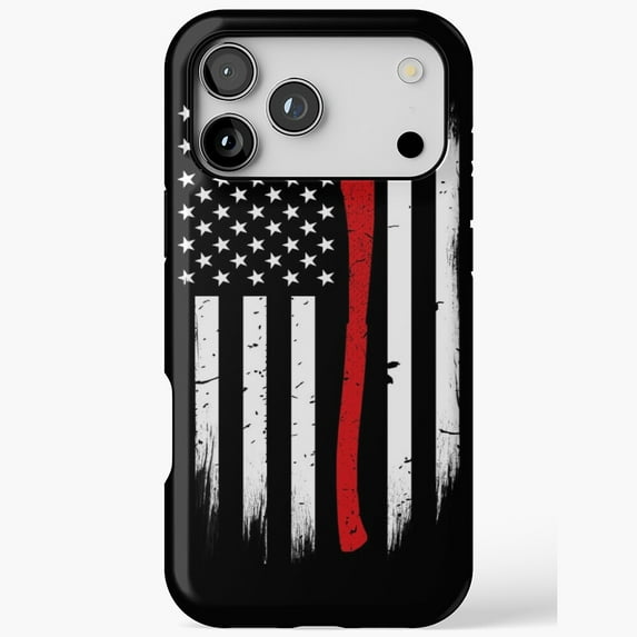 Firefighter Flag Thin Red Line Axe iPhone Case 17 to 11 Pro Max ...