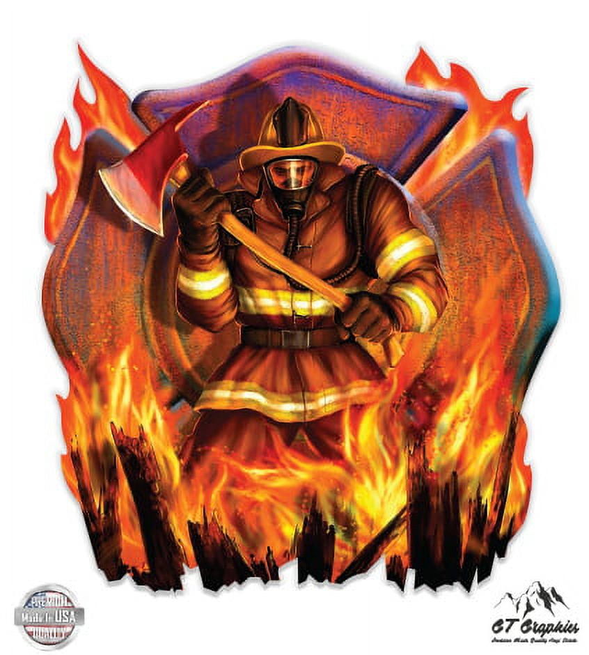 Firefighter Flames - 12" Vinyl Sticker Waterproof Decal - Walmart.com