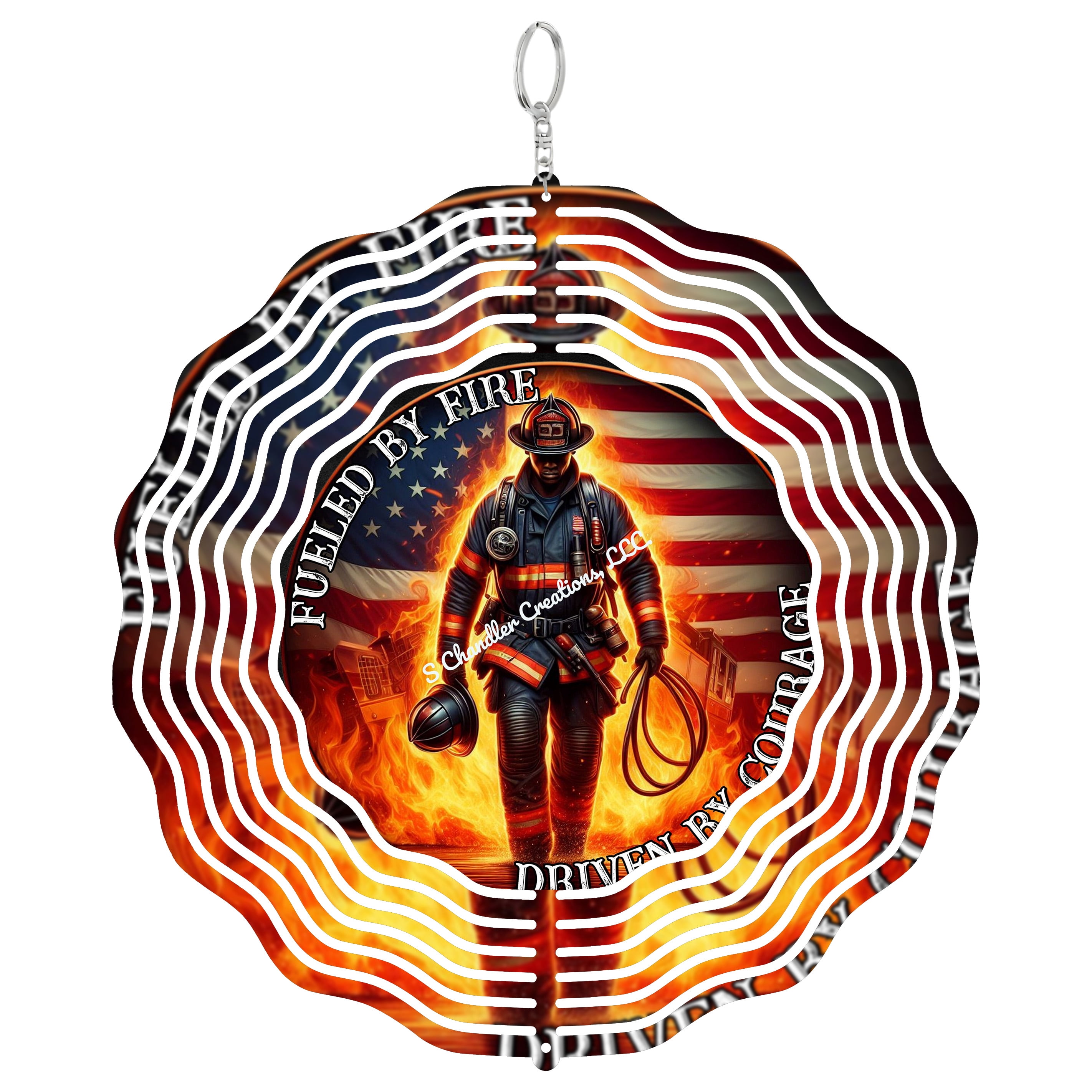 Firefighter Fueled By Courage 3D Wind Spinner, Stainless Steel Decor ...