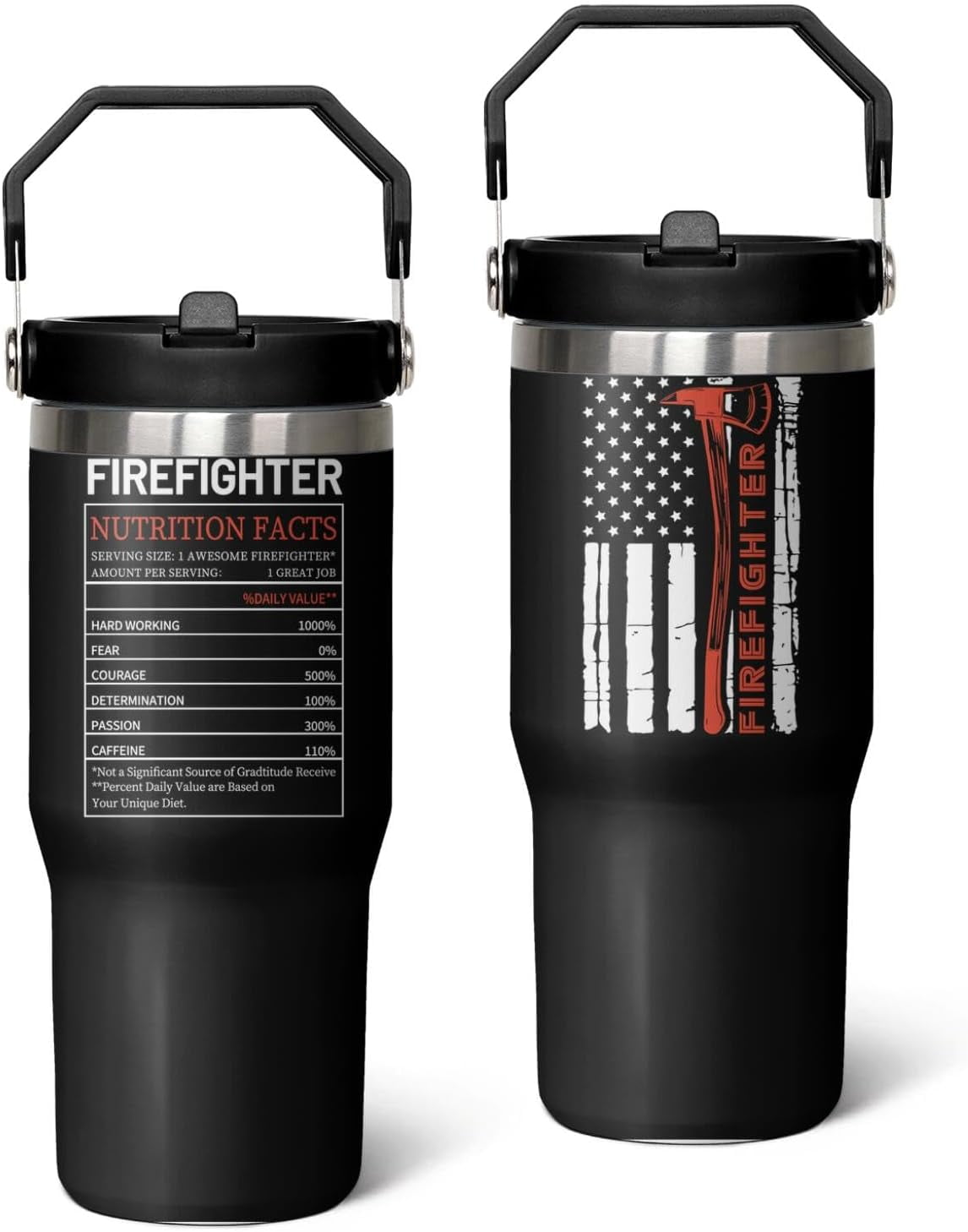Firefighter Gifts 30 Oz Tumbler with Top Handle and Flip Straw ...