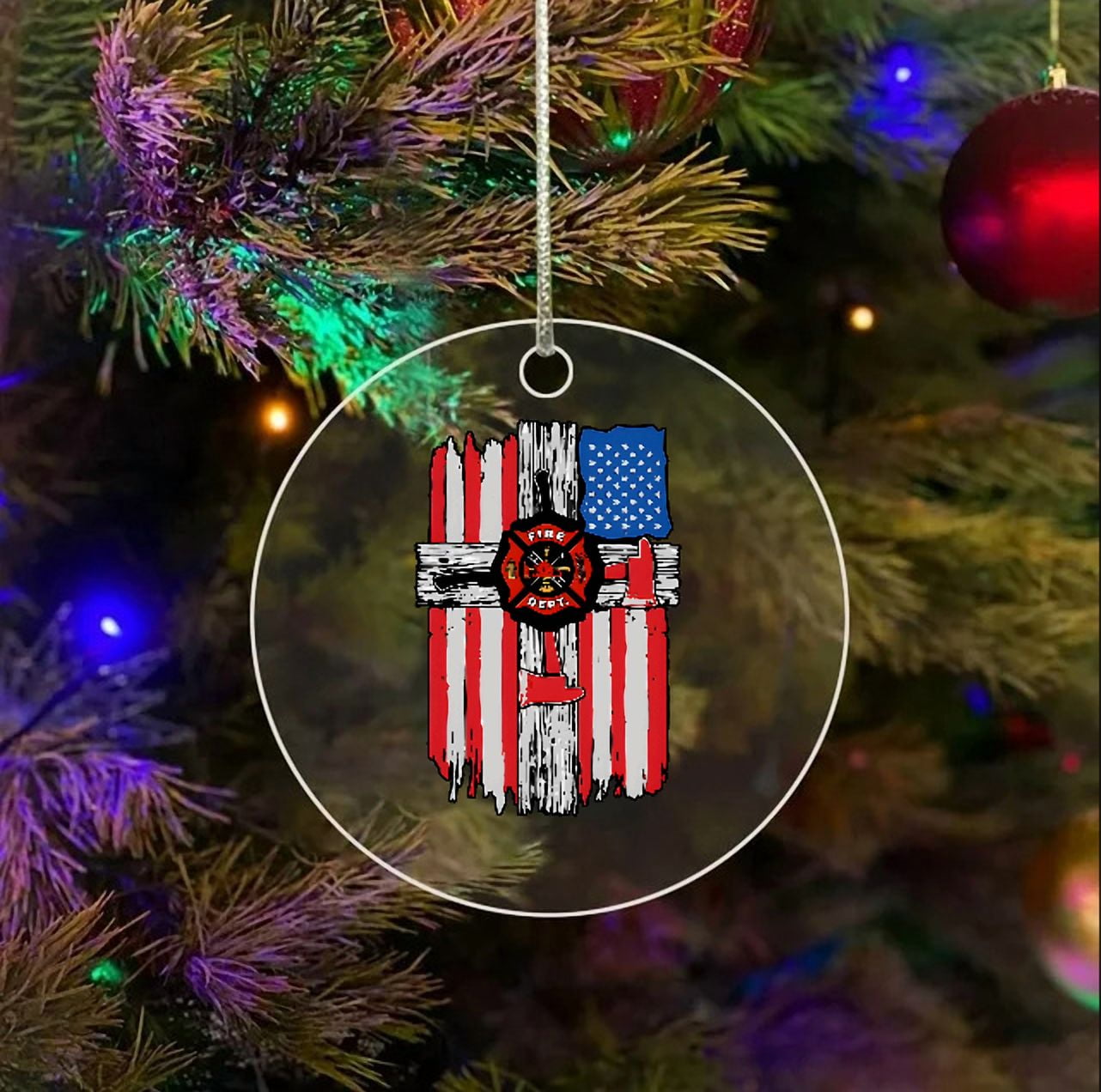 Firefighter God Christian American Flag Firefighter Lovers Ornament ...