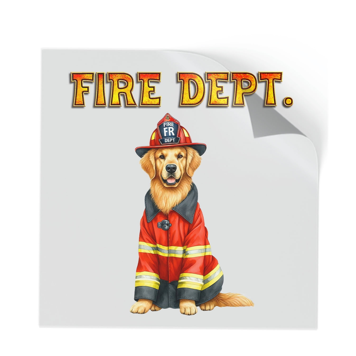 Firefighter Golden Retriever Hero Rescue Fire Dept Fireman USA Flag ...