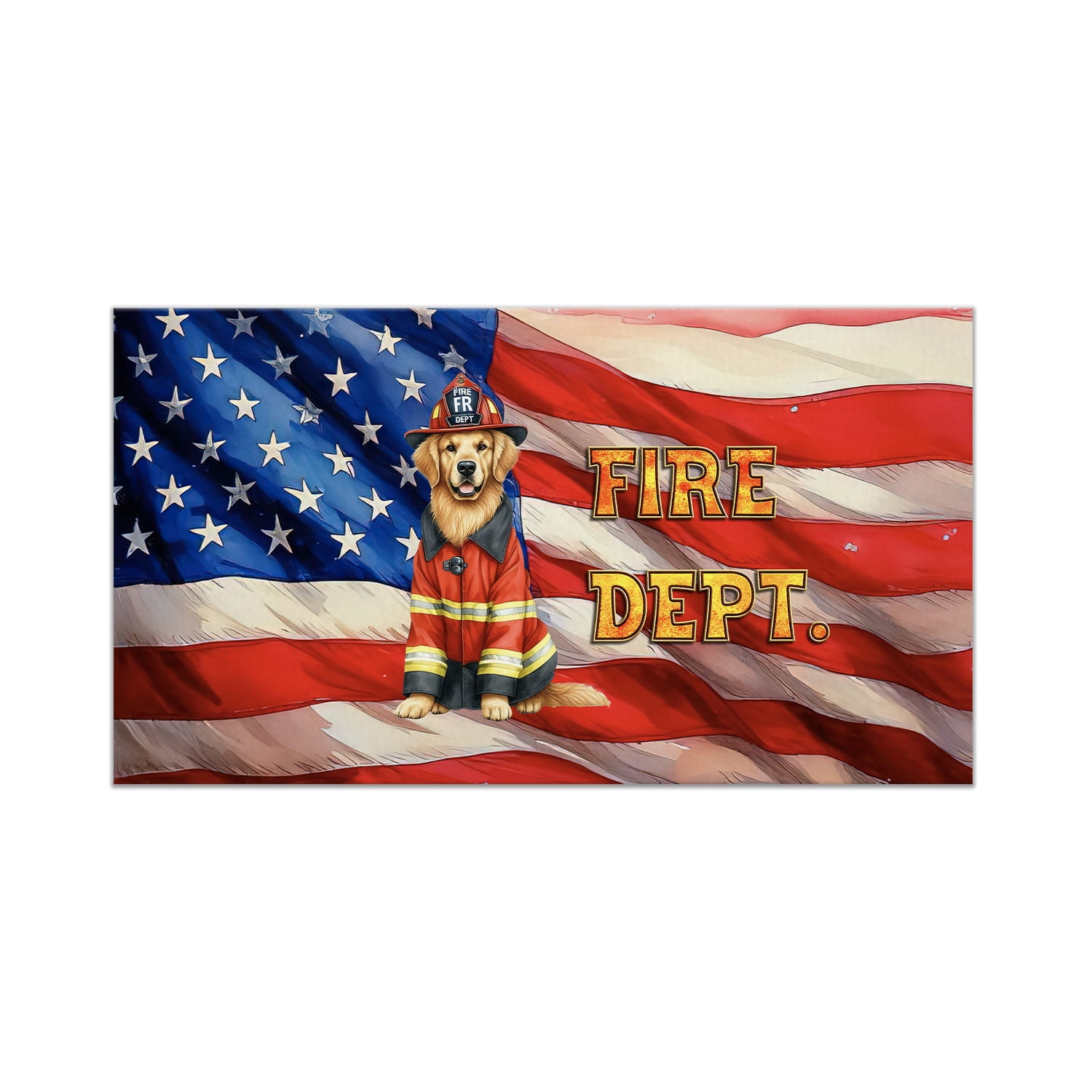 Firefighter Golden Retriever Hero Rescue Fire Dept Fireman USA Flag ...