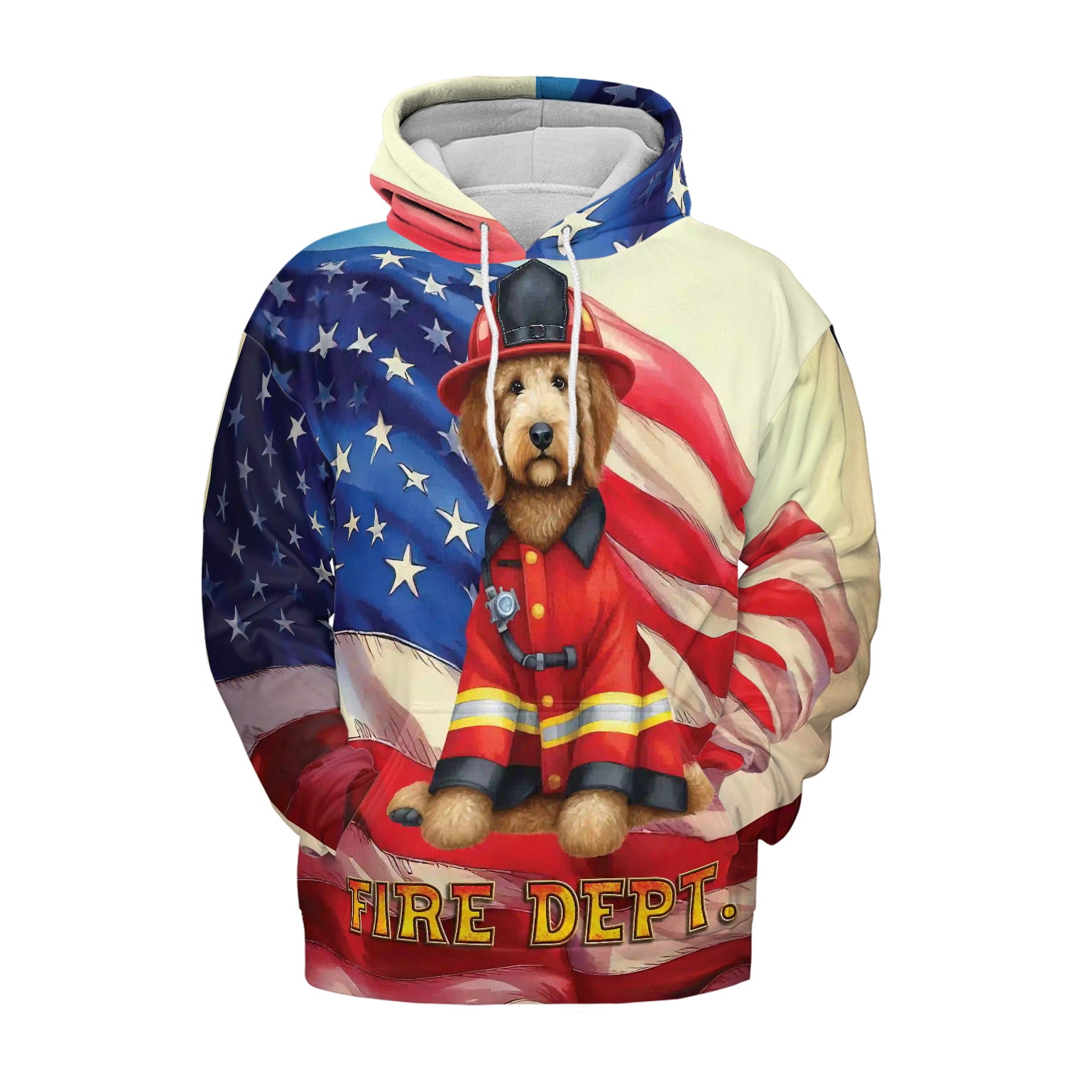 Firefighter Goldendoodle Hero Rescue Fire Dept Fireman USA Flag All ...