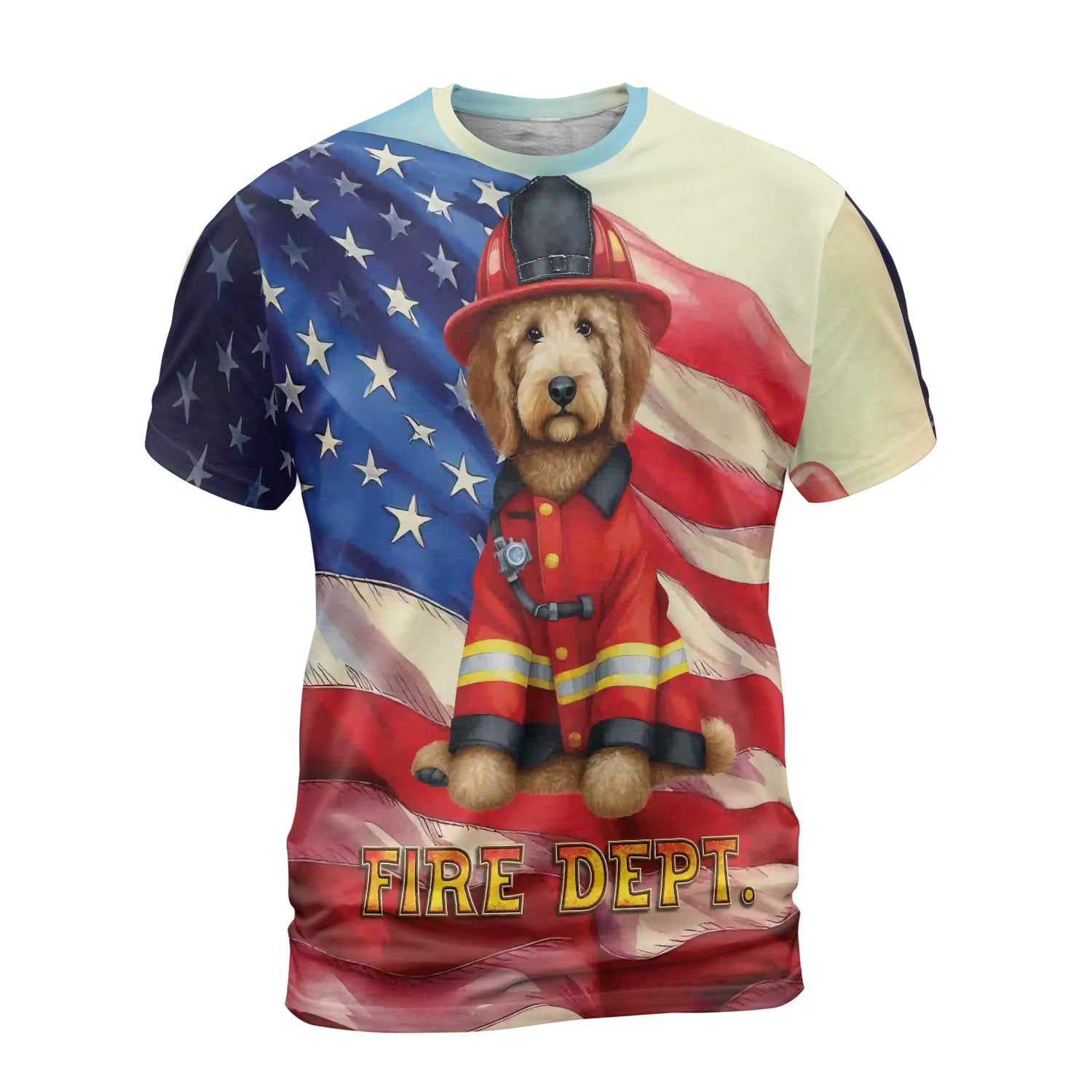 Firefighter Goldendoodle Hero Rescue Fire Dept Fireman USA Flag All ...