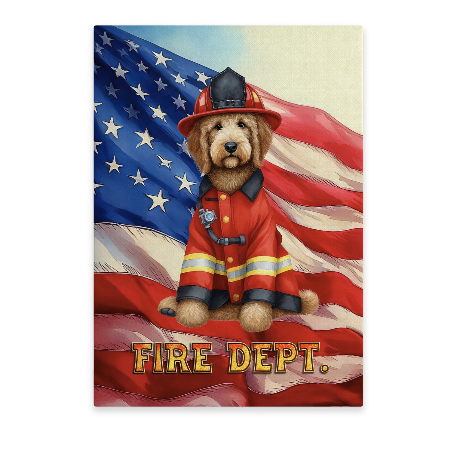 Firefighter Goldendoodle Hero Rescue Fire Dept Fireman USA Flag ...