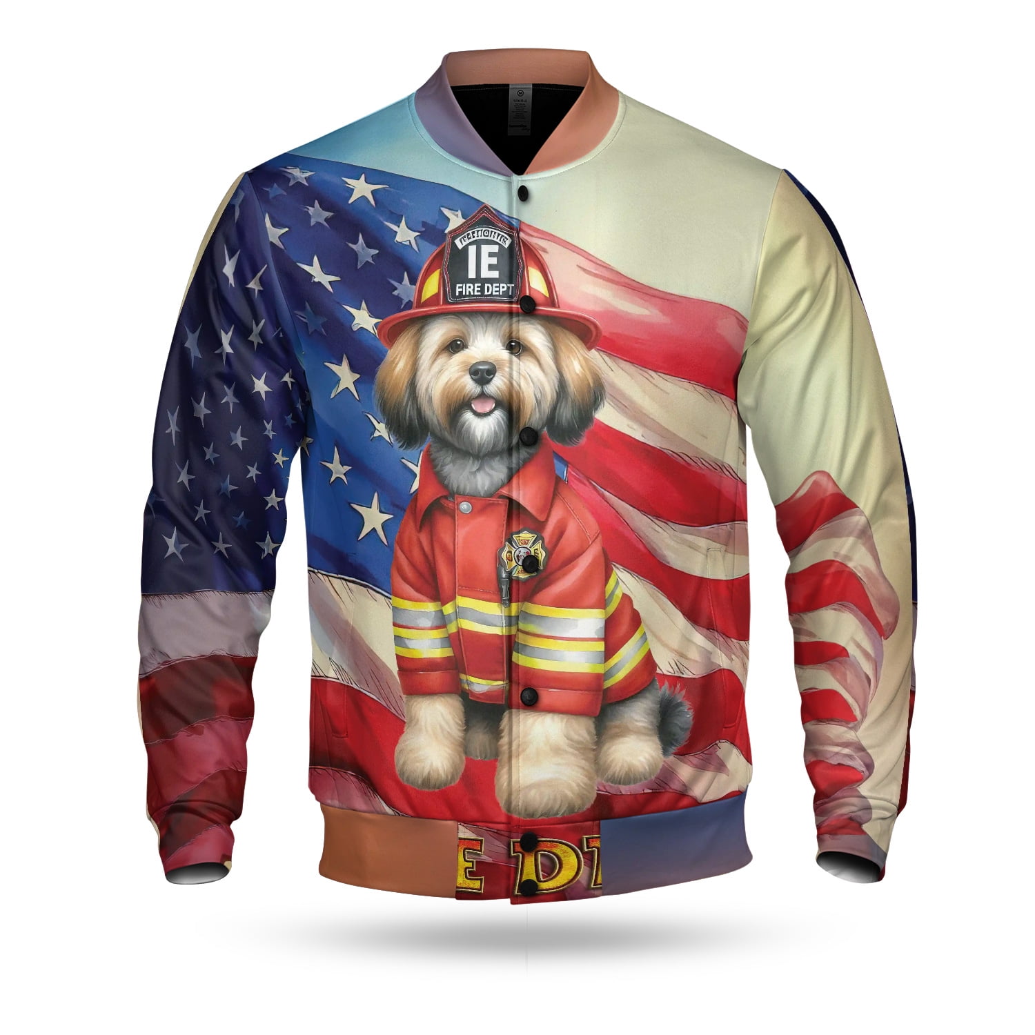 Firefighter Havanese Hero Rescue Fire Dept Fireman USA Flag All Over ...