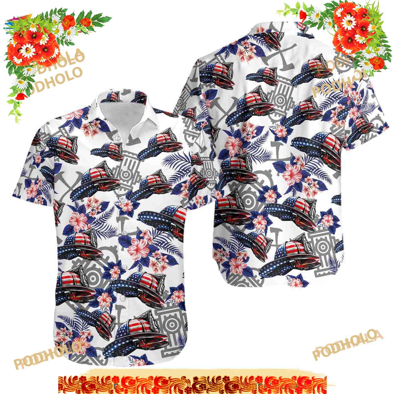 Firefighter Hawaiian Shirts - Walmart.com