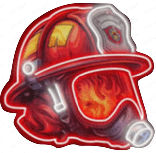 Firefighter HeadCover Neon Sign, Fire Station Helmet Neon Sign LED Wall ...