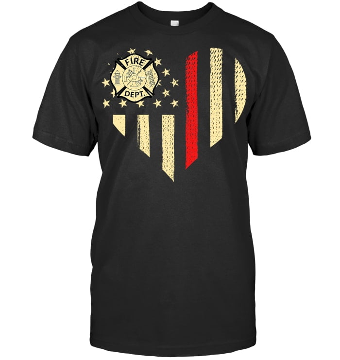 Firefighter Heart Thin Red Line Patriotic Rescuer Fireman Firefighter T ...
