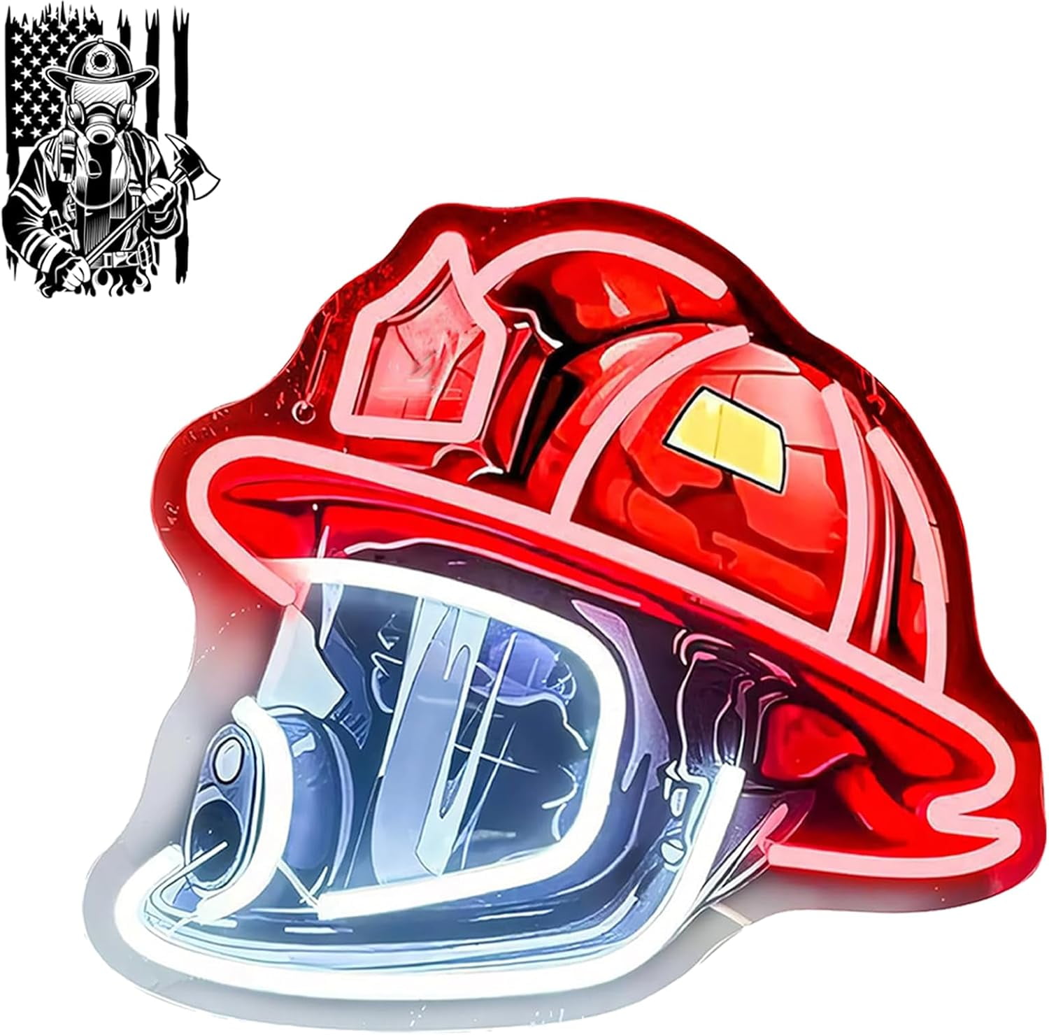 Firefighter Helmet Neon Sign, 2025New Firefighting Hero's LED Wall Art ...