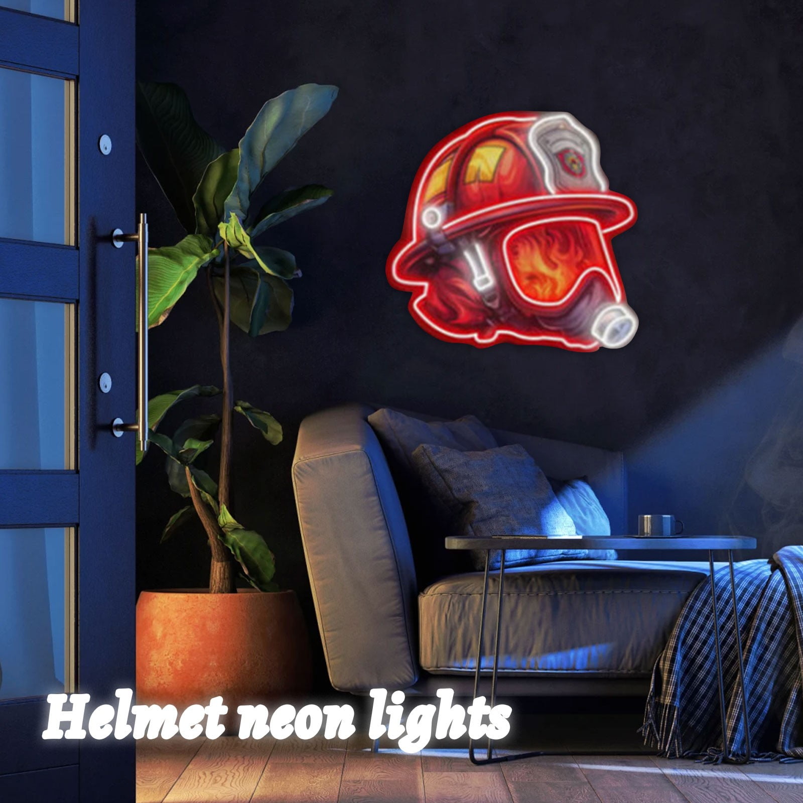 Firefighter Helmet Neon Sign - Eye-Catching LED Neon Light, USB Powered ...