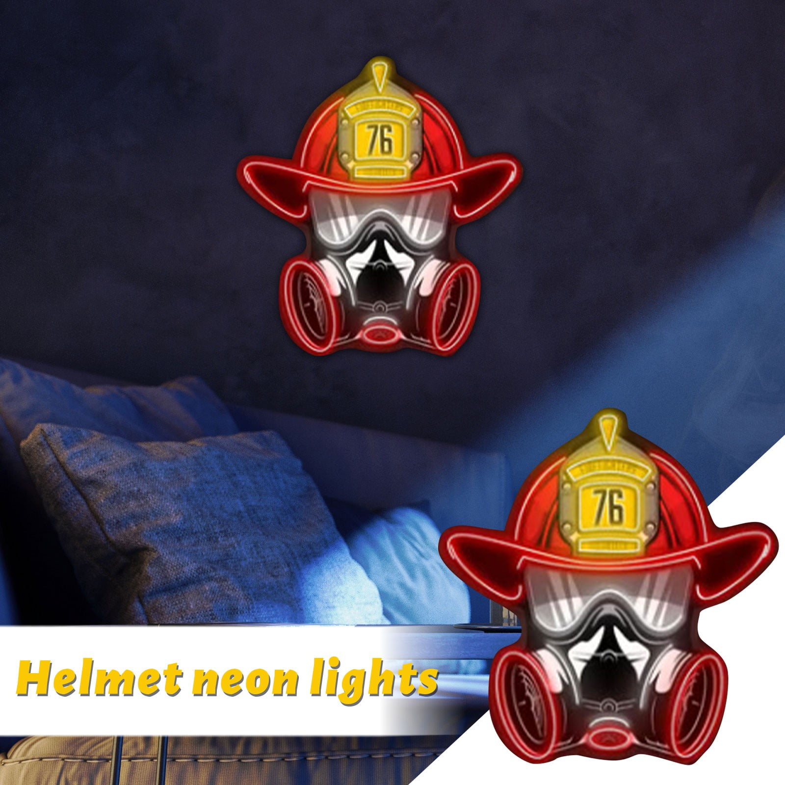 Firefighter Helmet Neon Sign - Eye-Catching LED Neon Light, USB Powered ...