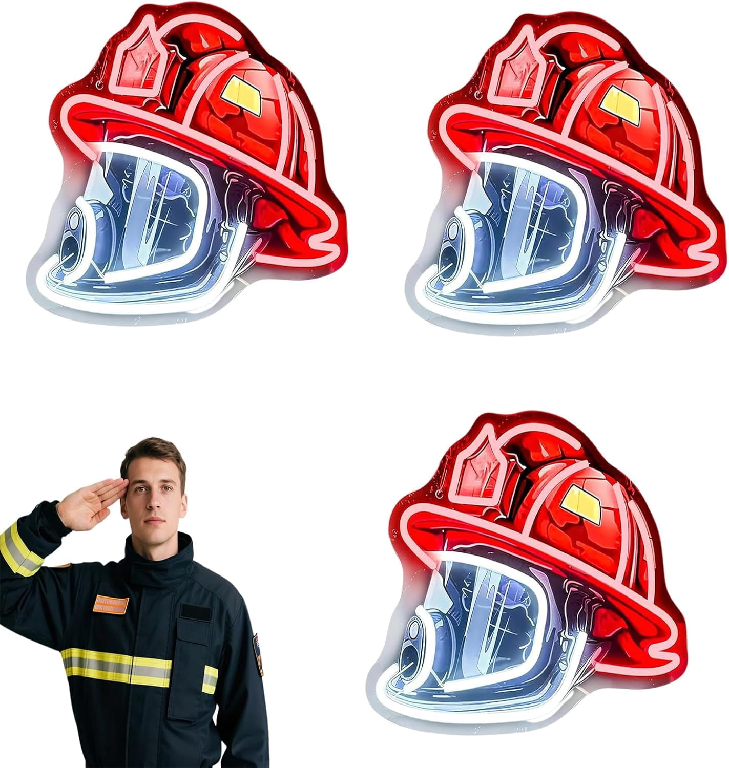 Firefighter Helmet Neon Sign, Father's Day Gifts, 2025new Firefighting ...
