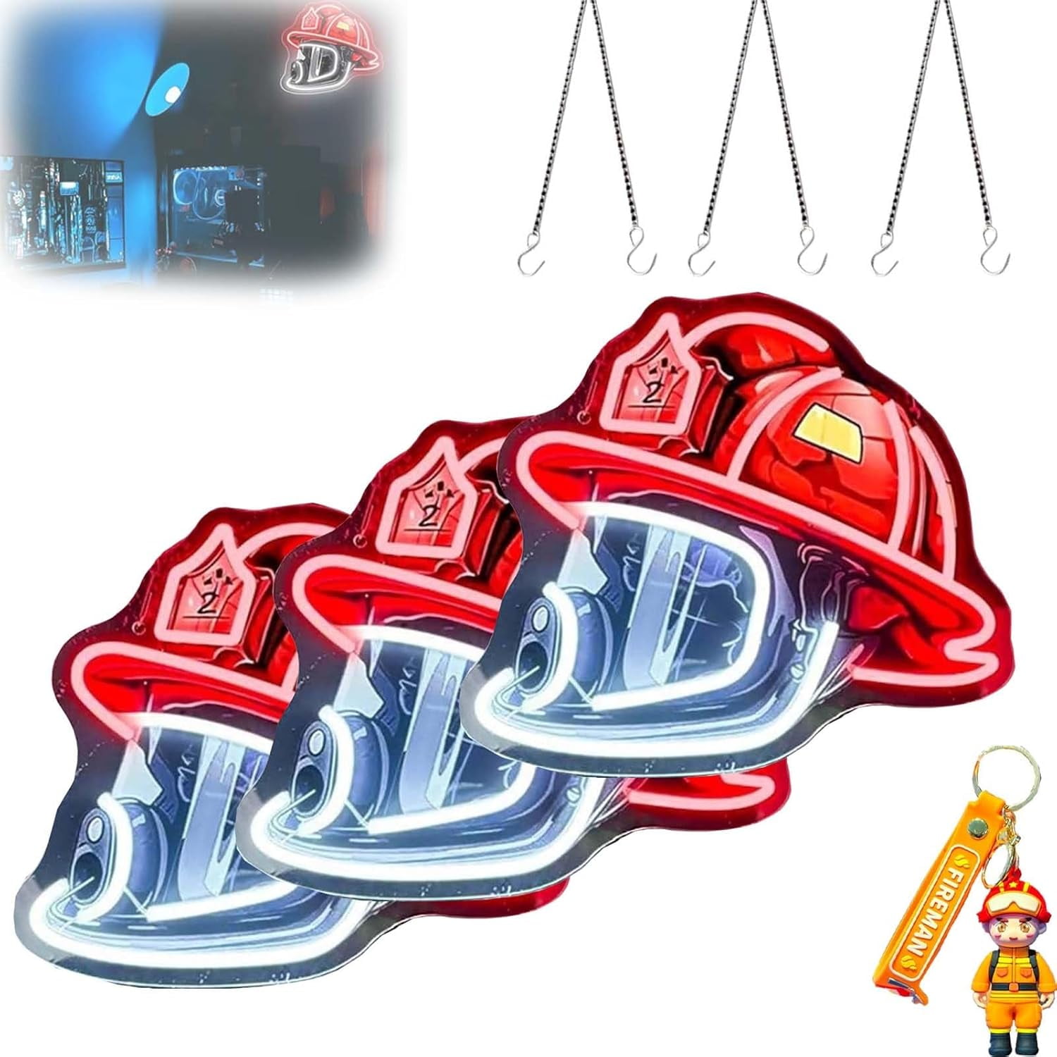 Firefighter Helmet Neon Sign, Fire Station Helmet Neon Sign Decor LED ...