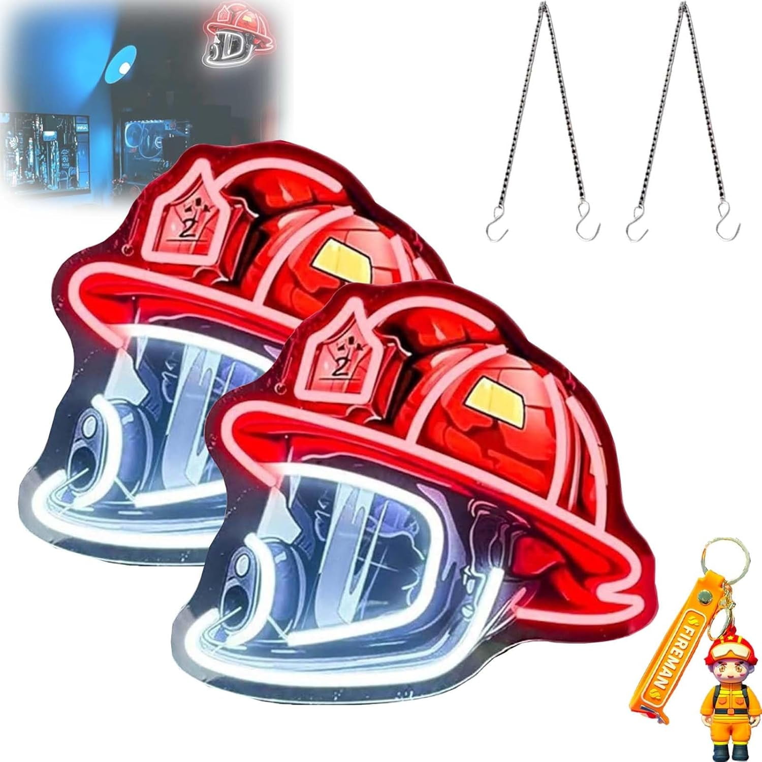 Firefighter Helmet Neon Sign, Fire Station Helmet Neon Sign Decor LED ...