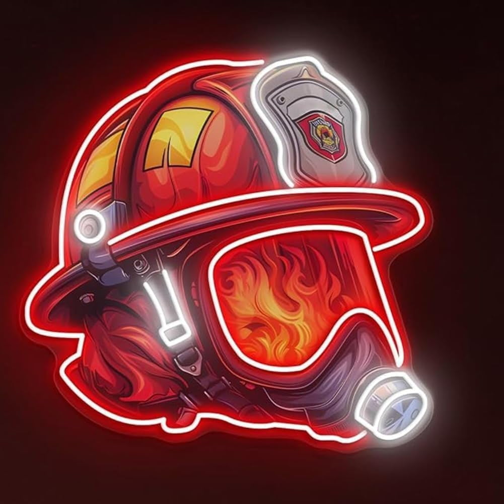 Firefighter Helmet Neon Sign,Fire Station Helmet Neon Sign Decor LED ...