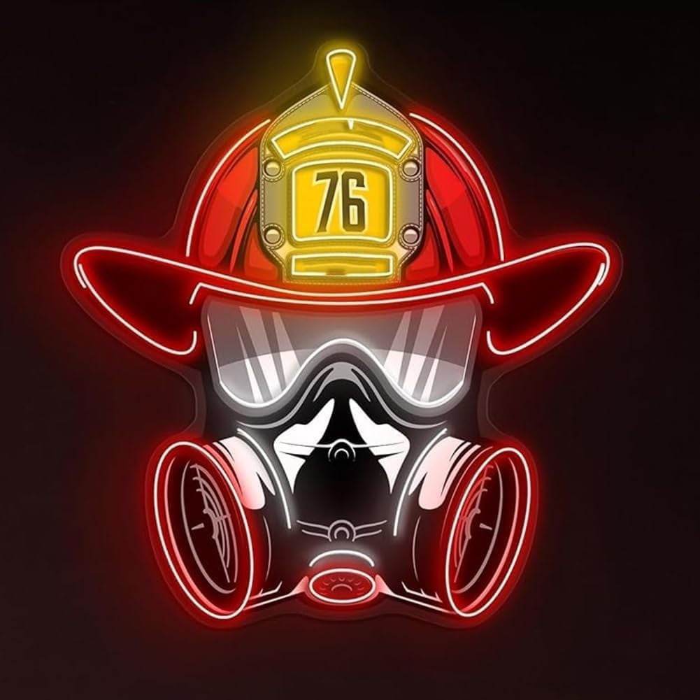 Firefighter Helmet Neon Sign,Fire Station Helmet Neon Sign Decor LED ...