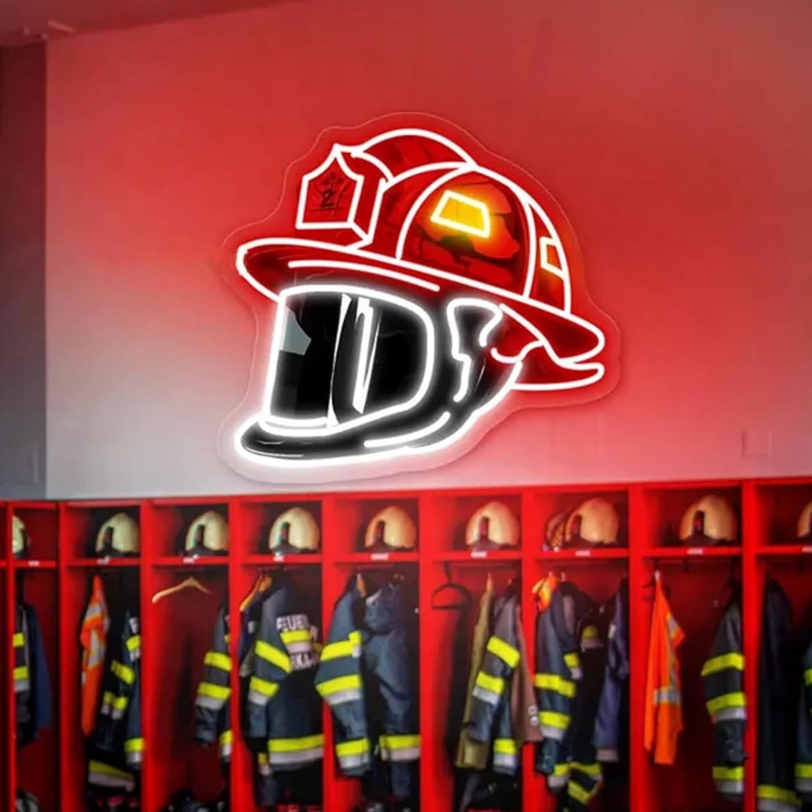 Firefighter Helmet Neon Sign,Fire Station Helmet Neon Sign Decor LED ...