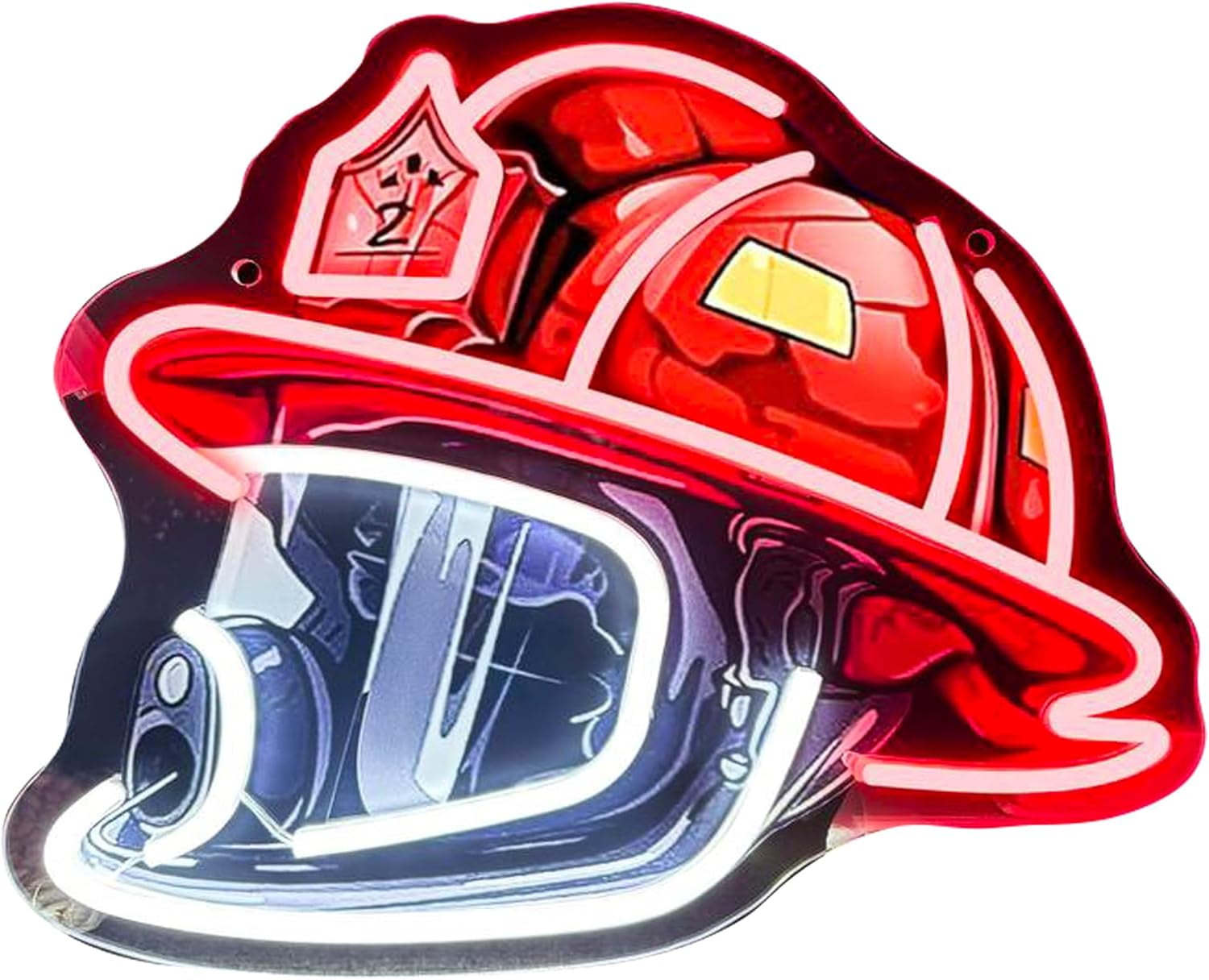 Firefighter Helmet Neon Sign, Firefighting Hero's Helmet Decor, Fire ...
