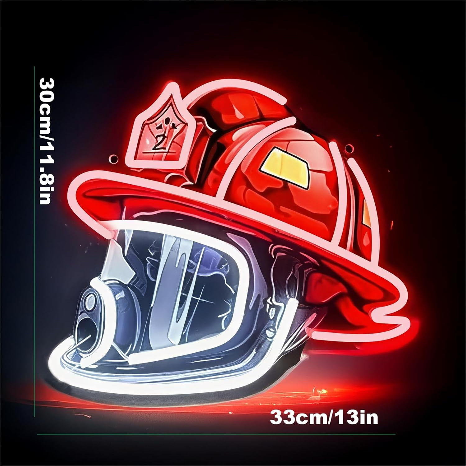 Firefighter Helmet Neon Sign, Firefighting Hero's LED Wall Decor, USB ...