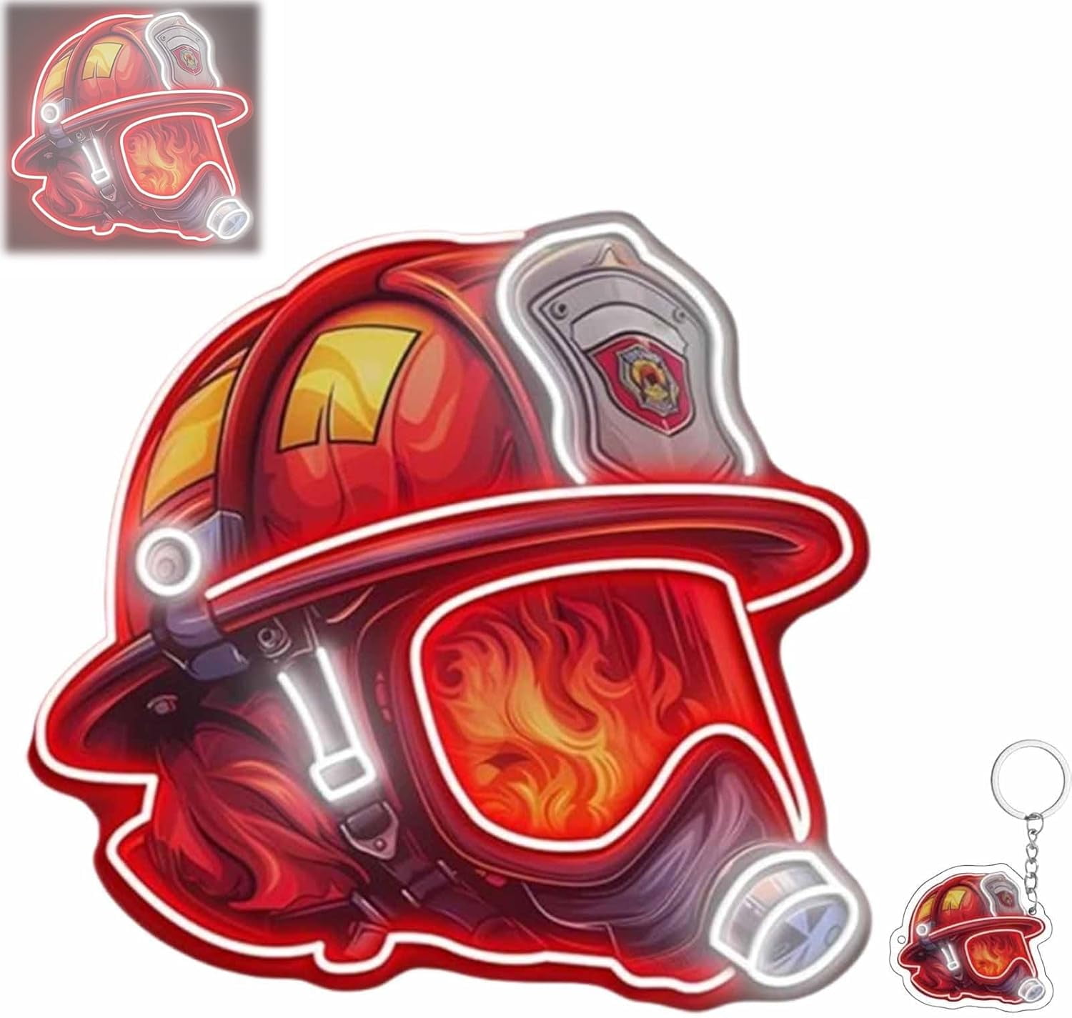 Firefighter Helmet Neon Sign -LED Neon Pop Art, USB Powered Neon Light ...